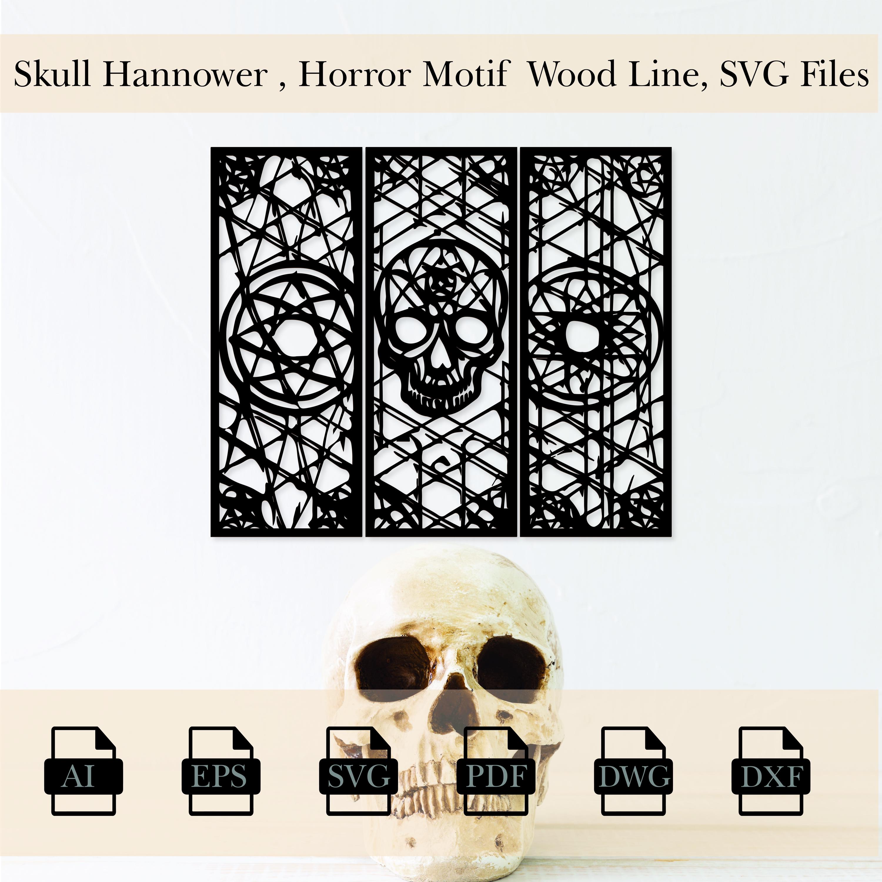 Skull Horror Motif Wood Line,hallowen Line,wall Art, Modern Wall Art ...