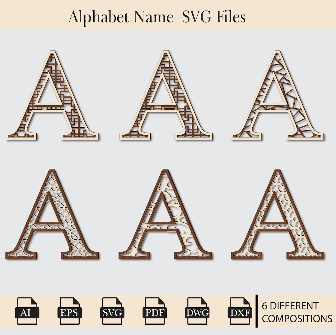 Laser Cut Lettering Alphabet Font Wooden Letter A-Z Vector, Alphabet ...