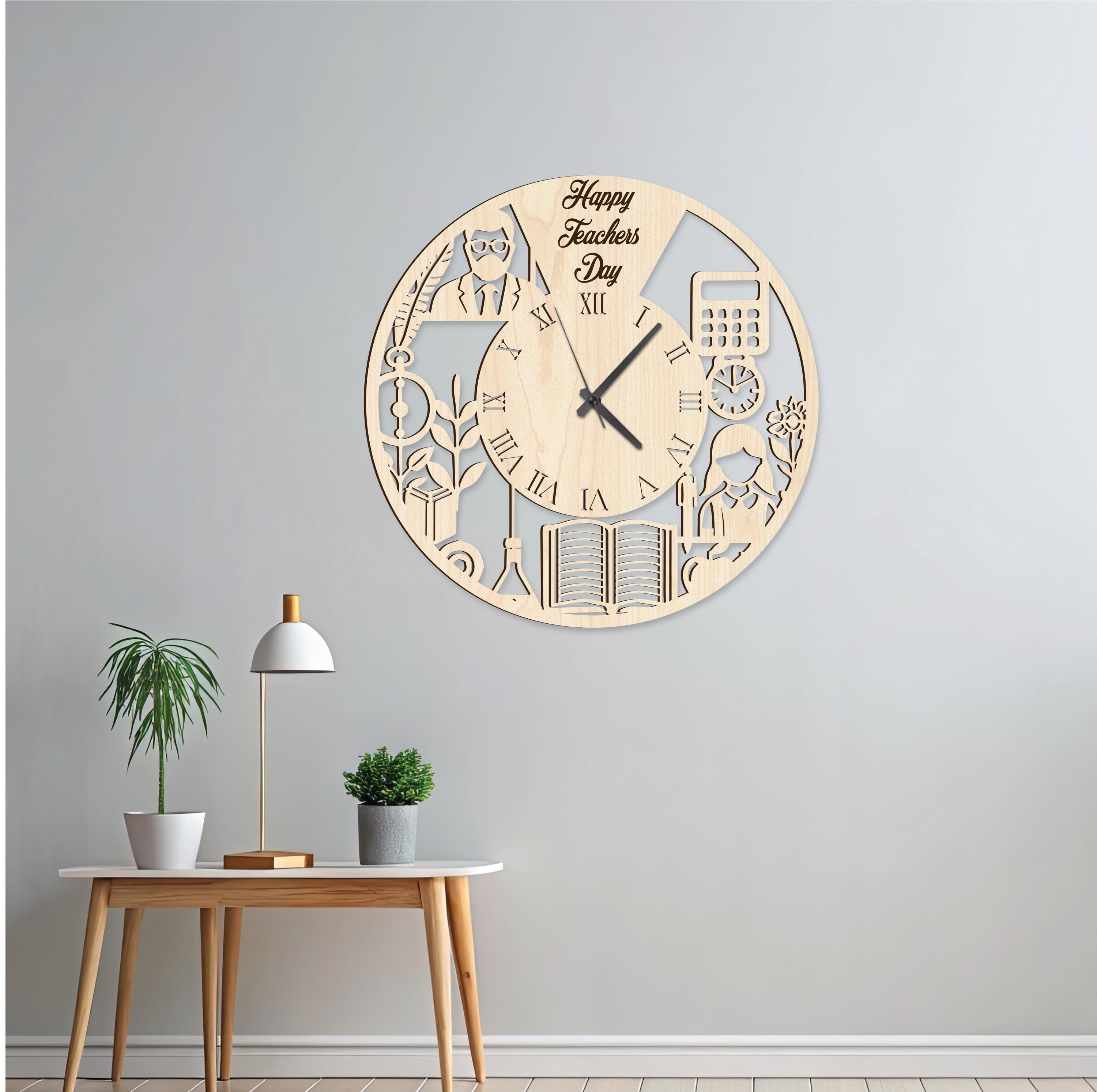 Happy Teachers Day Clock,teacher Clock Laser Cut Files,clock Wall Art ...