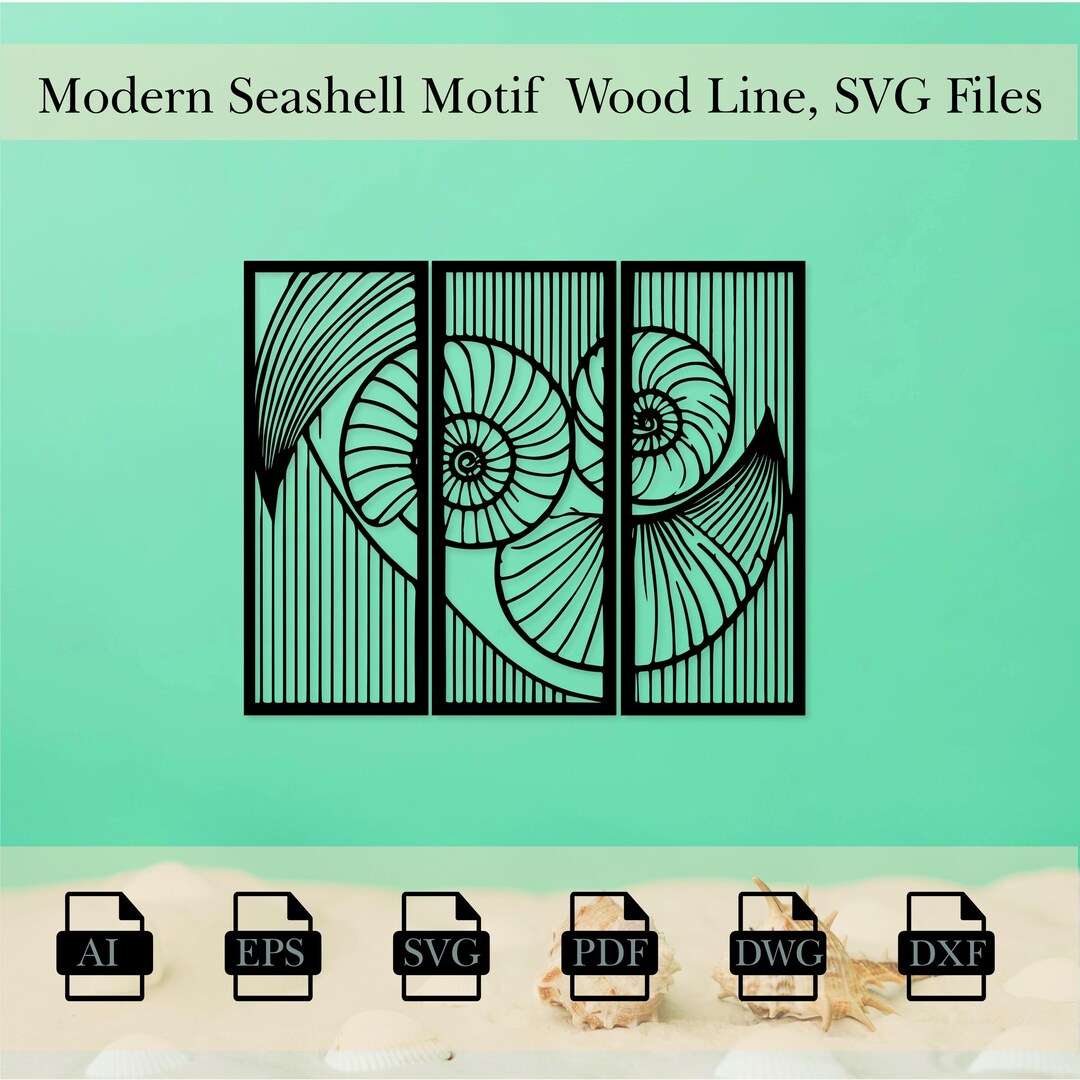 Sea Shell Motif Wood Line,wall Art, Modern Wall Art,boho Wall Art ...