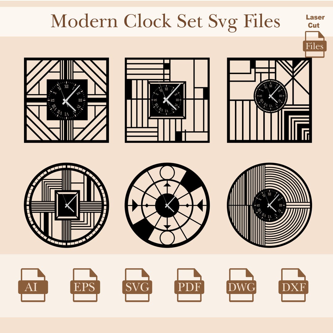 Clock Laser Cut Files,clock Wall Art, Modern Clock,clock Wood Layer ...