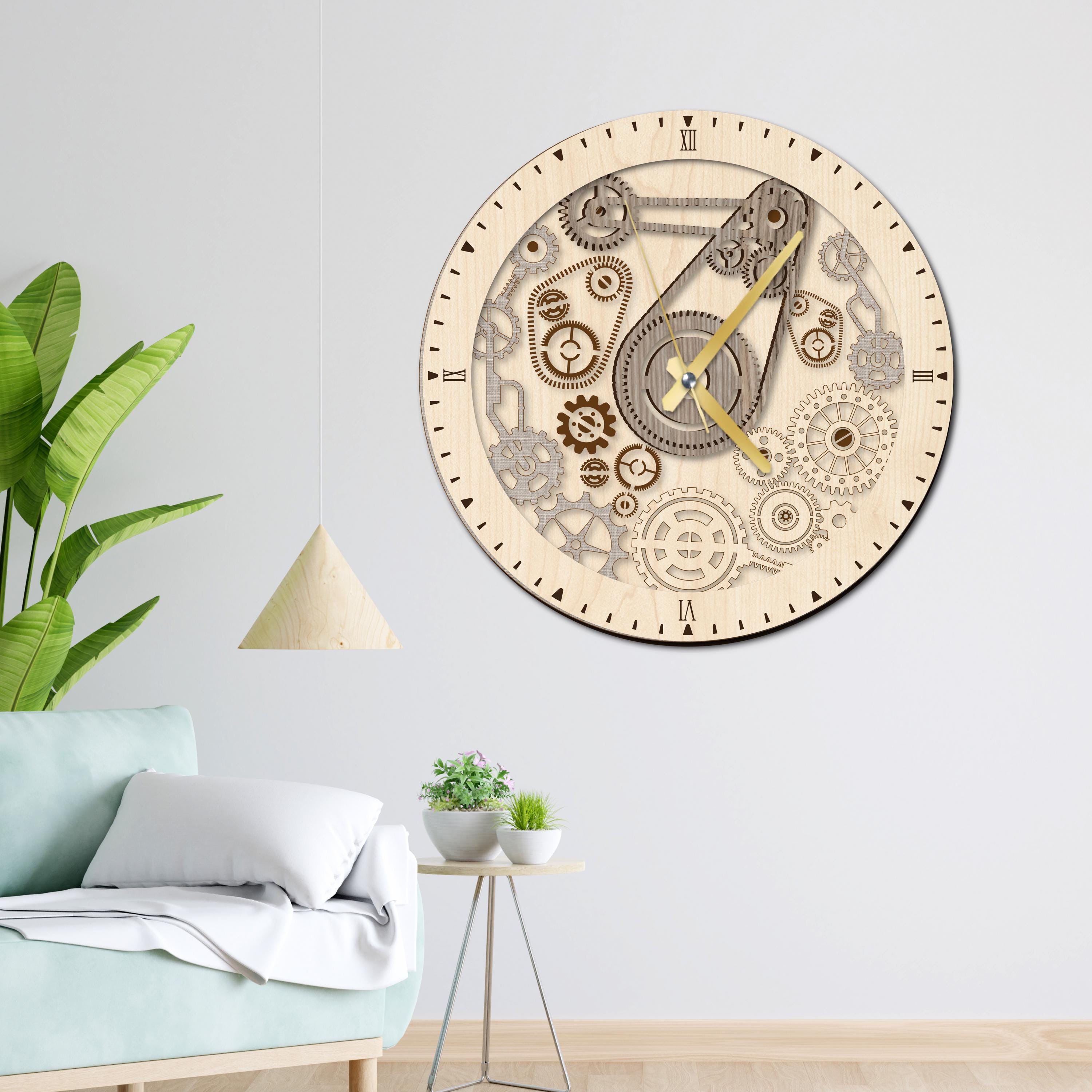 Gear Clock Laser Cut Files,clock Wood Layer Files,modern Laser Cut ...