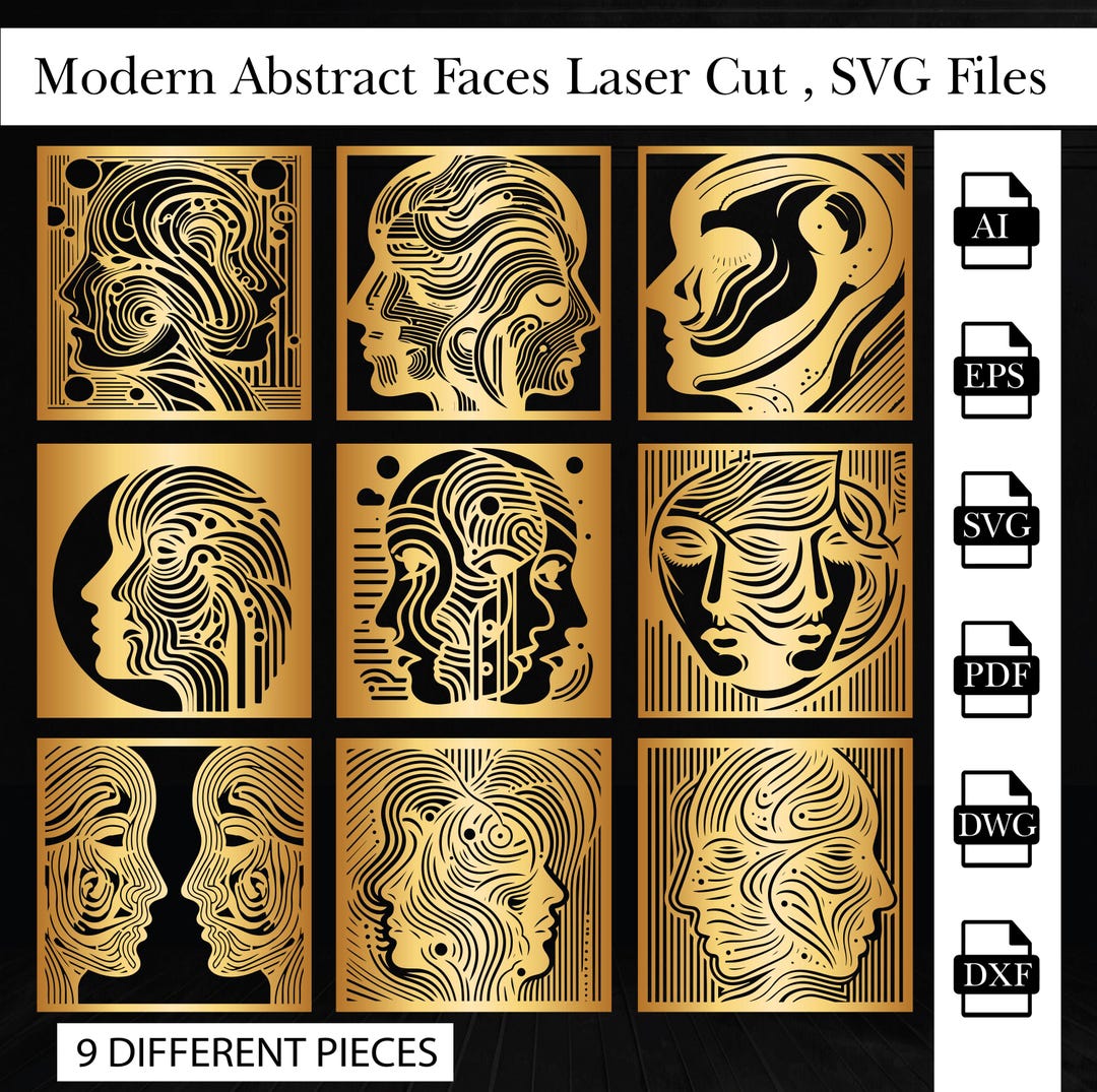 Abstract Faces Wall Art, Cubism Faces Wall Decor,mothers Day Bundle Svg ...