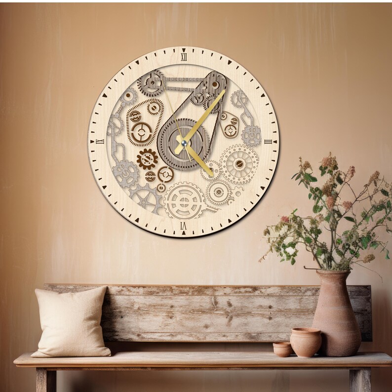 Gear Clock Laser Cut Files,clock Wood Layer Files,modern Laser Cut ...