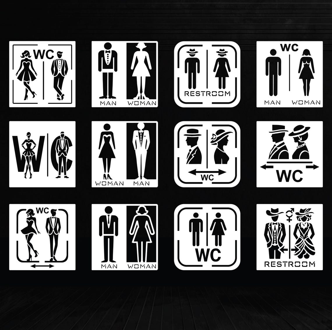 Wc Restroom Sign,wc Laser Cut Files,restroom Laser Cut Files,metal and ...