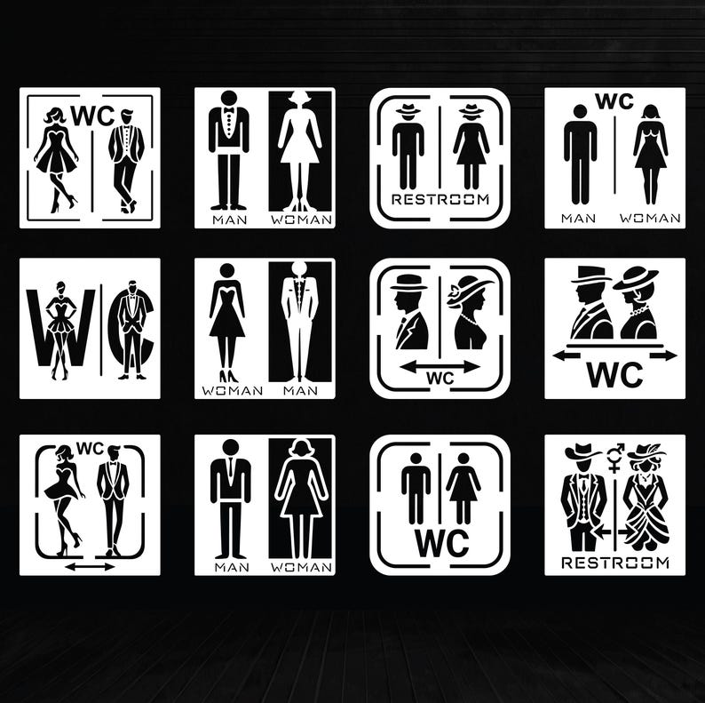 Wc Restroom Sign,wc Laser Cut Files,restroom Laser Cut Files,metal and ...