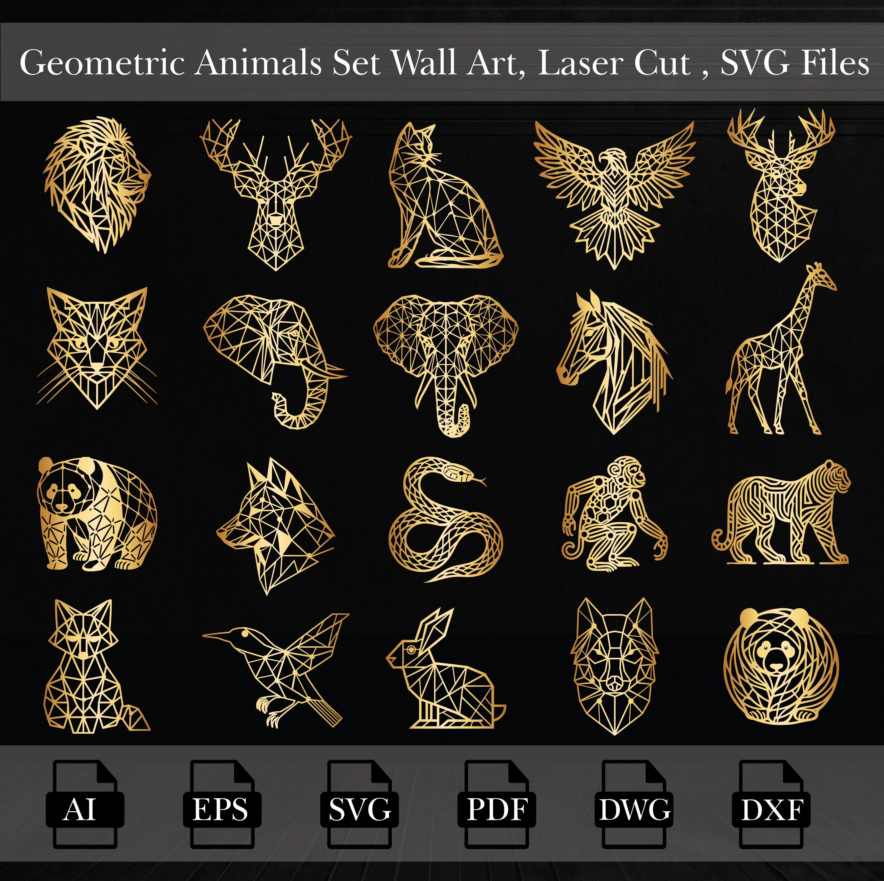 Geometric Animal Set, Bundle Laser Cut, Room Wall Art, Animal Svg Files ...