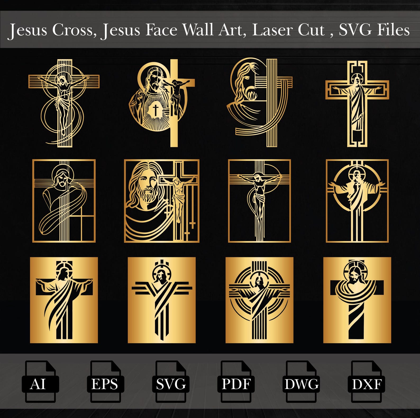 Jesus Christ Laser Cut Files,jesus Face,jesus Cross Files Set,metal and ...