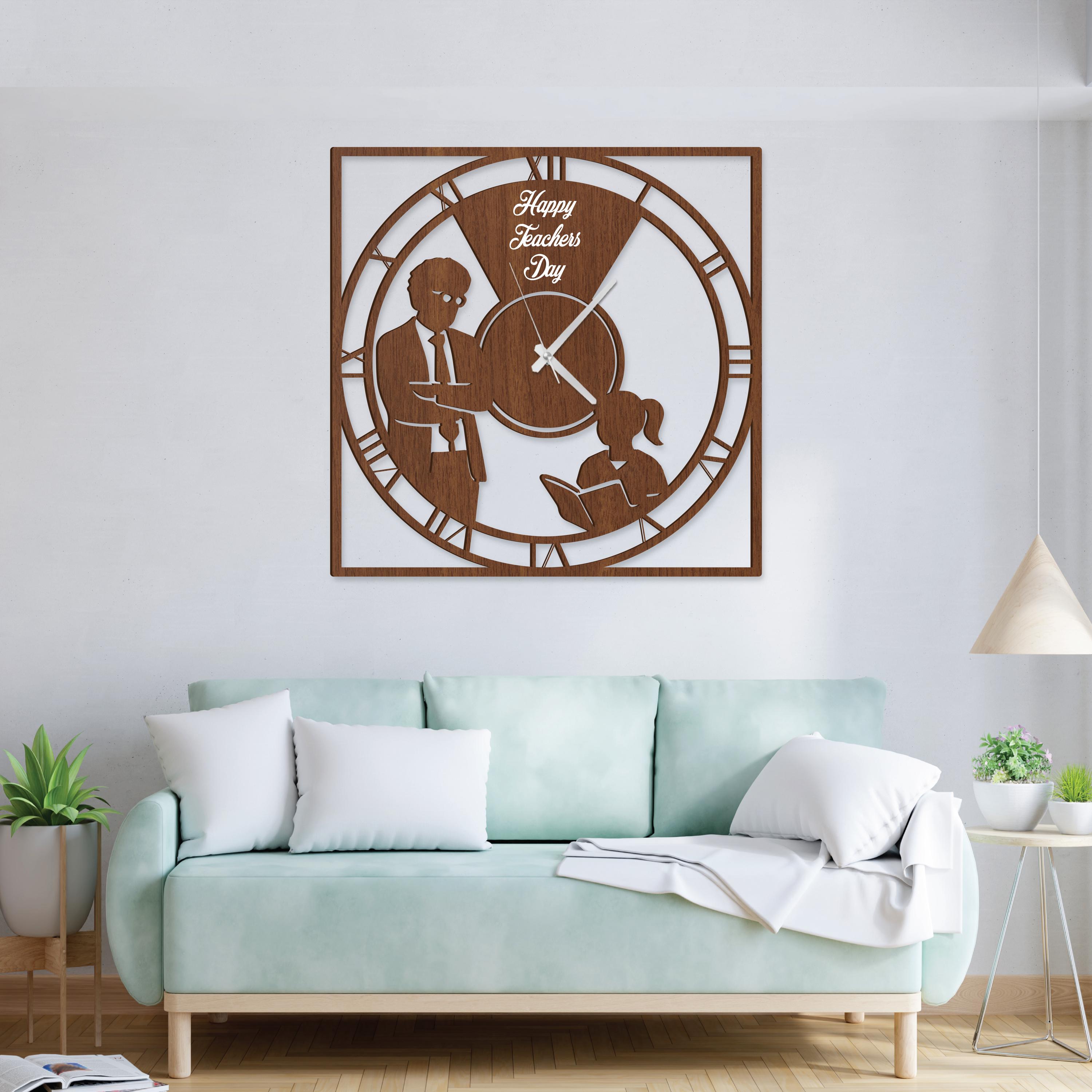 Happy Teachers Day Clock,teacher Clock Laser Cut Files,clock Wall Art ...