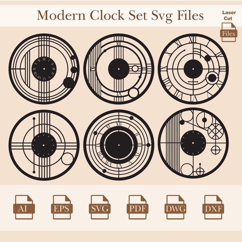 Clock Laser Cut Files,clock Wall Art, Modern Clock,clock Wood Layer ...