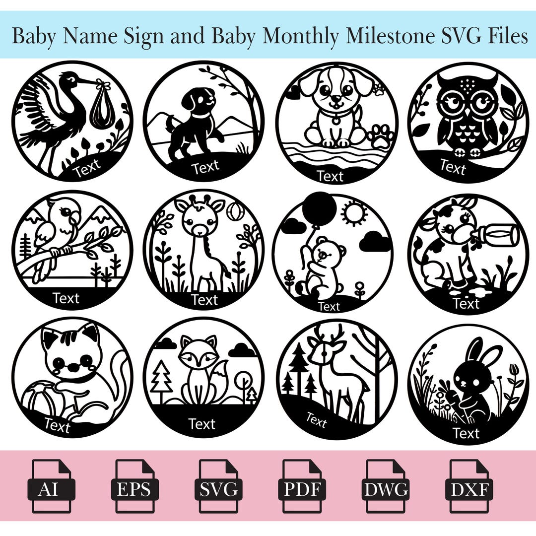 Baby Name Sign and Baby Monthly Milestone,baby Laser Cut Files,monthly ...