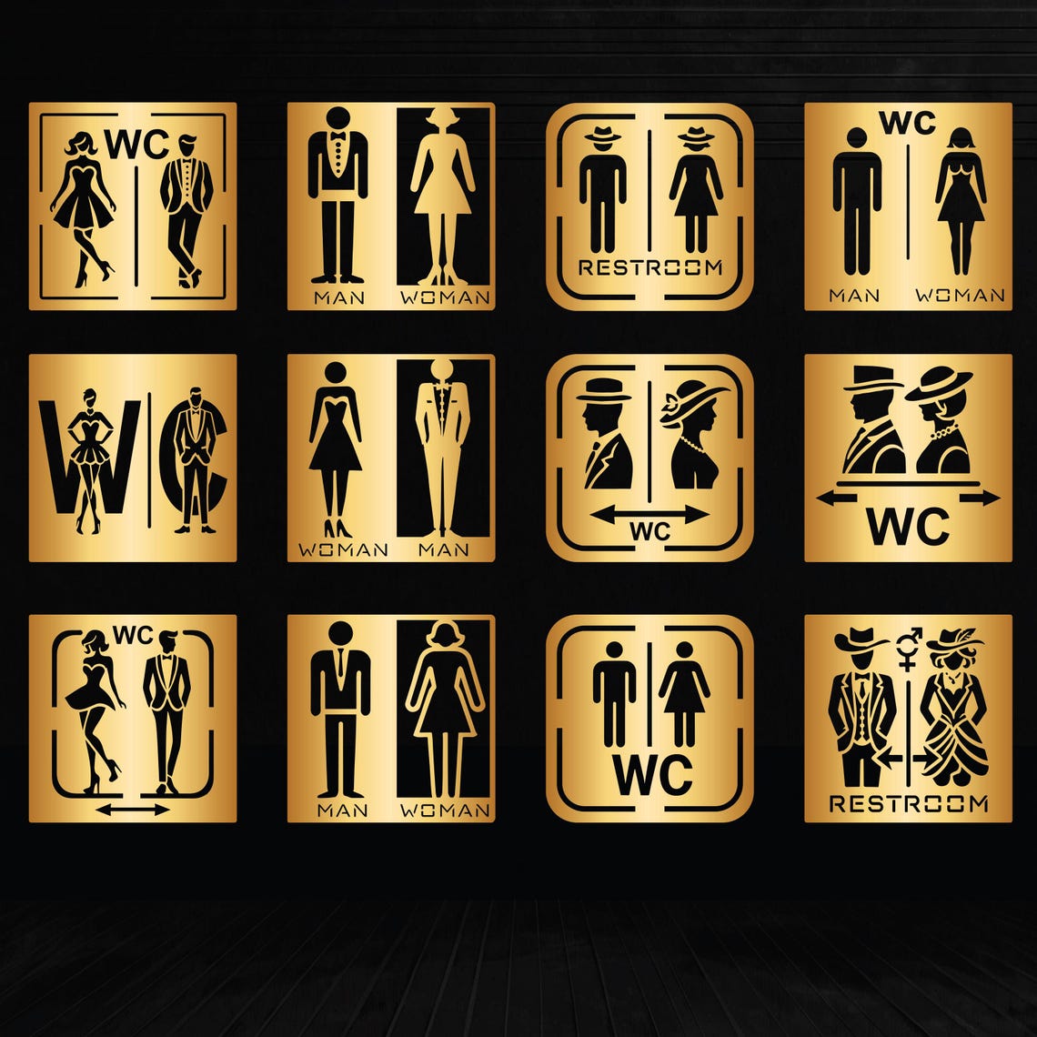 Wc Restroom Sign,wc Laser Cut Files,restroom Laser Cut Files,metal and ...