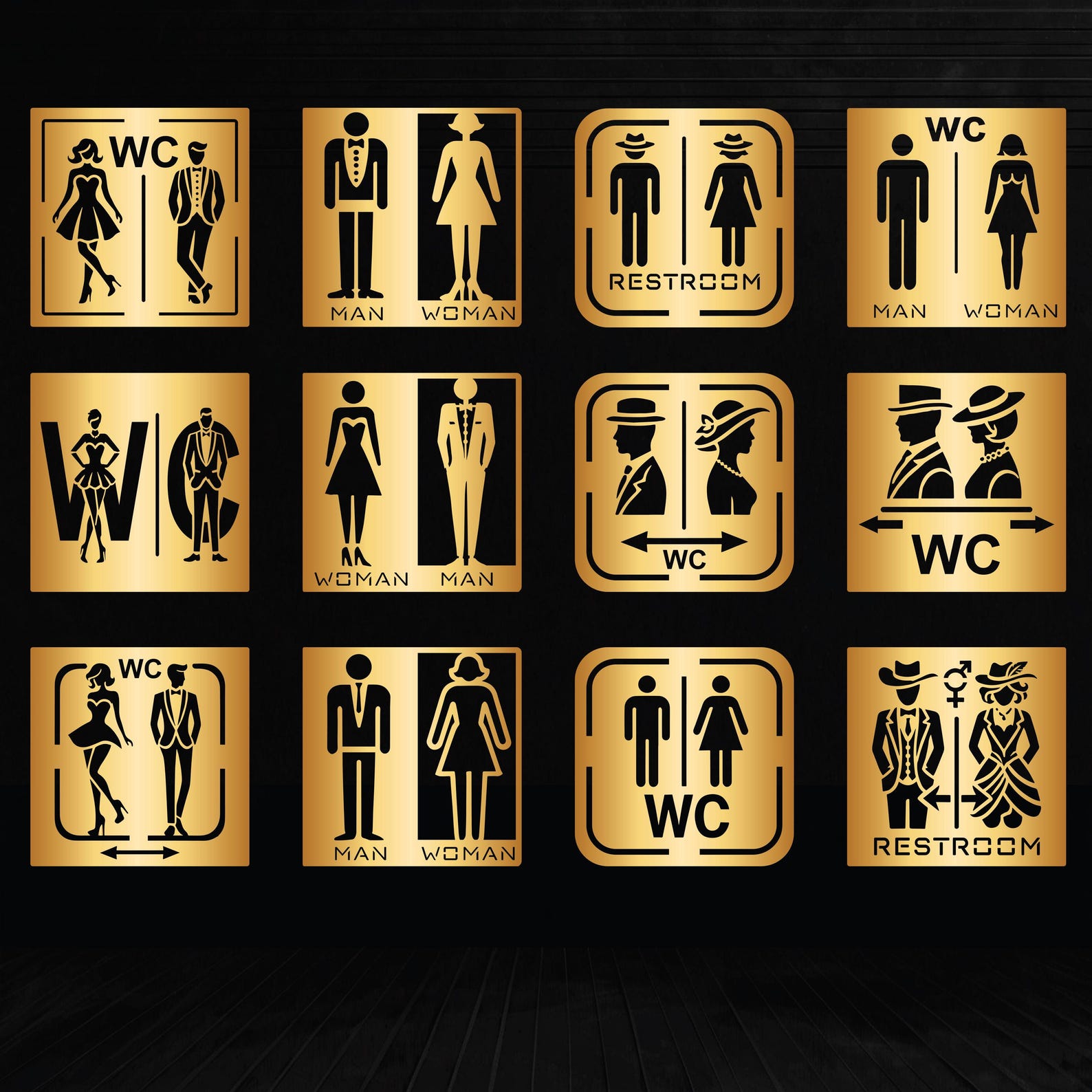 Wc Restroom Sign,wc Laser Cut Files,restroom Laser Cut Files,metal and ...