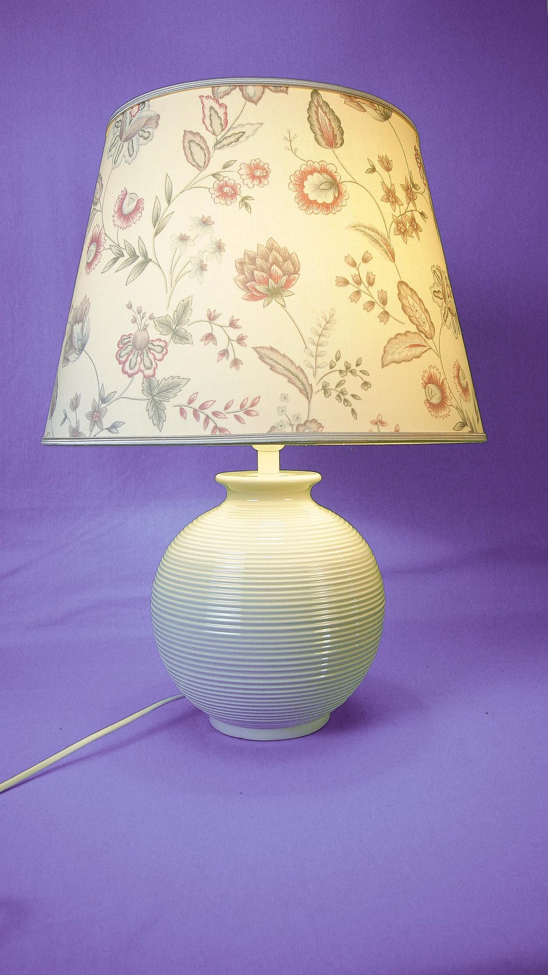 Vintage Floral Table Lamp | Patterned Shade | Classic Elegance - Etsy