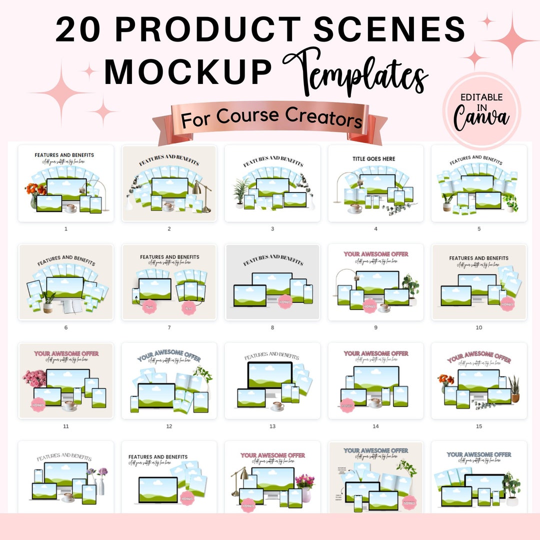 Course Creator Bundle, Canva Mockup Templates, Digital Product Mockup ...