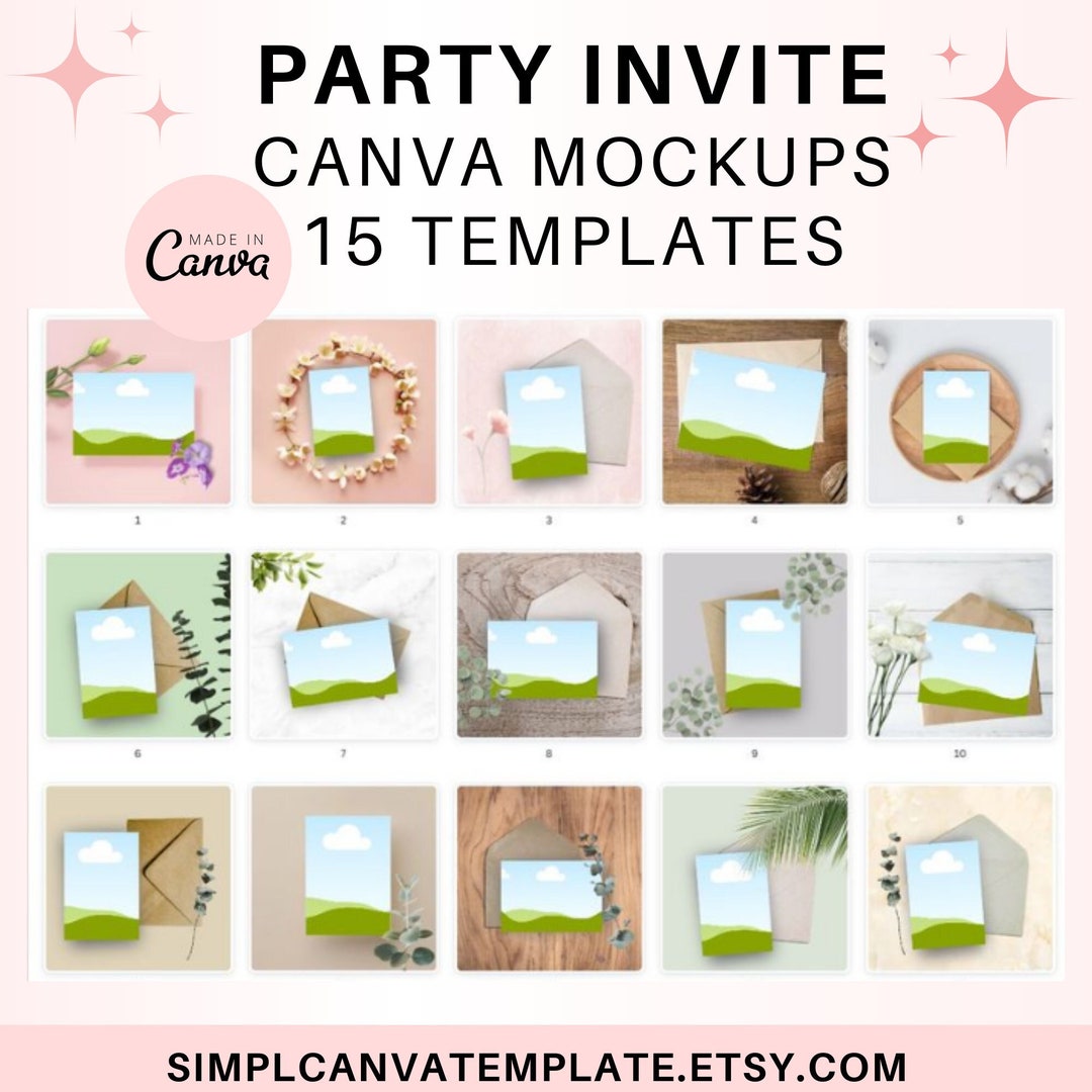 Party Invitation Mockup, Birthday Card Mockup, 5x7 Card Mockup ...
