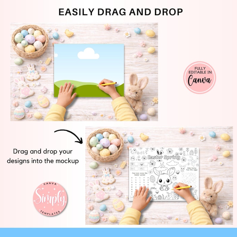 Easter Kids Drawing Mockups Bundle | 9 Flat Lay Spring Mockup Scenes ...