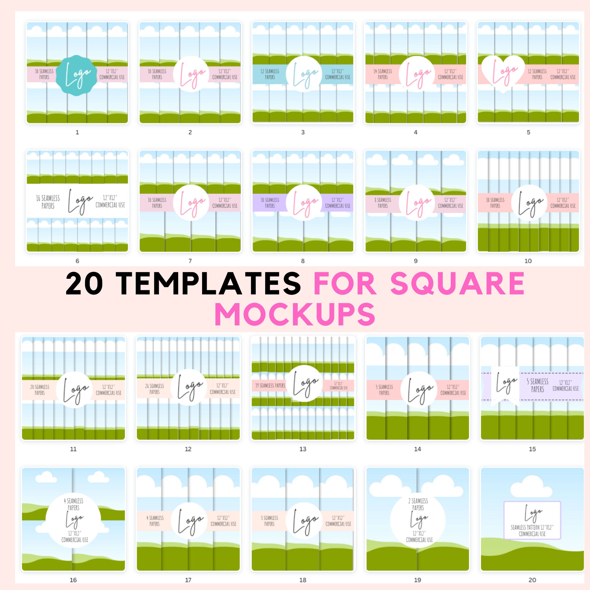 Digital Paper Mockup Templates Bundle, Digital Pattern Mockup, Etsy ...