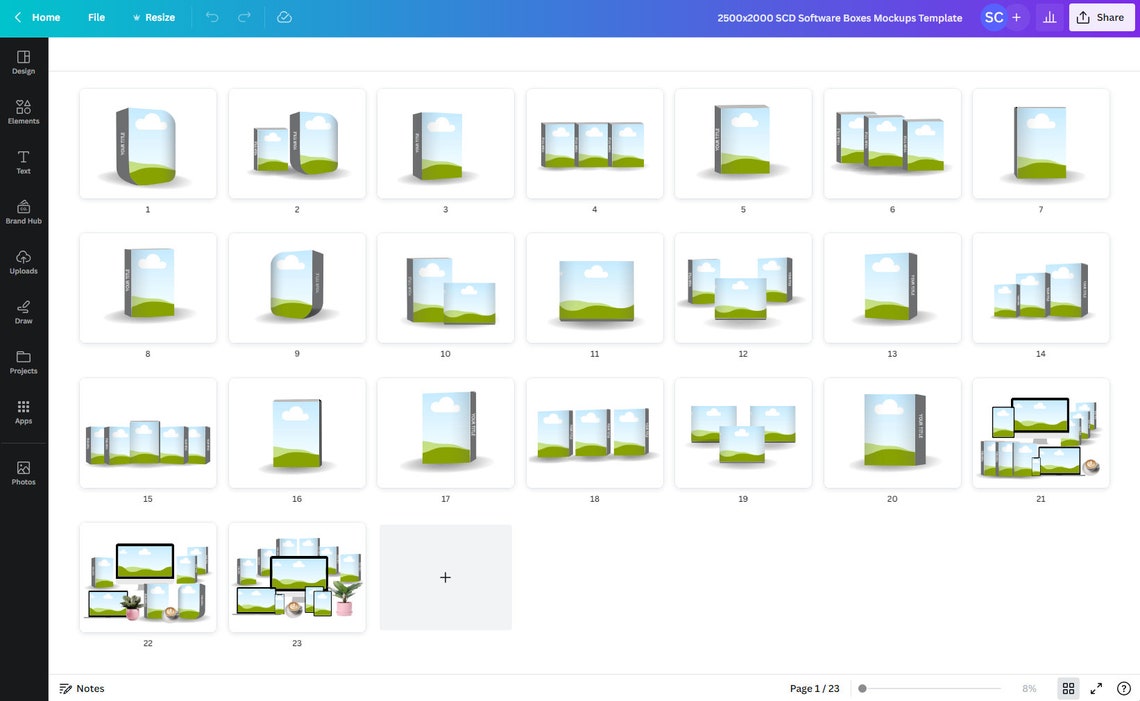 Box Mockup Canva, Software Box Mockup, 3D Box Mockup Canva, Canva Box ...