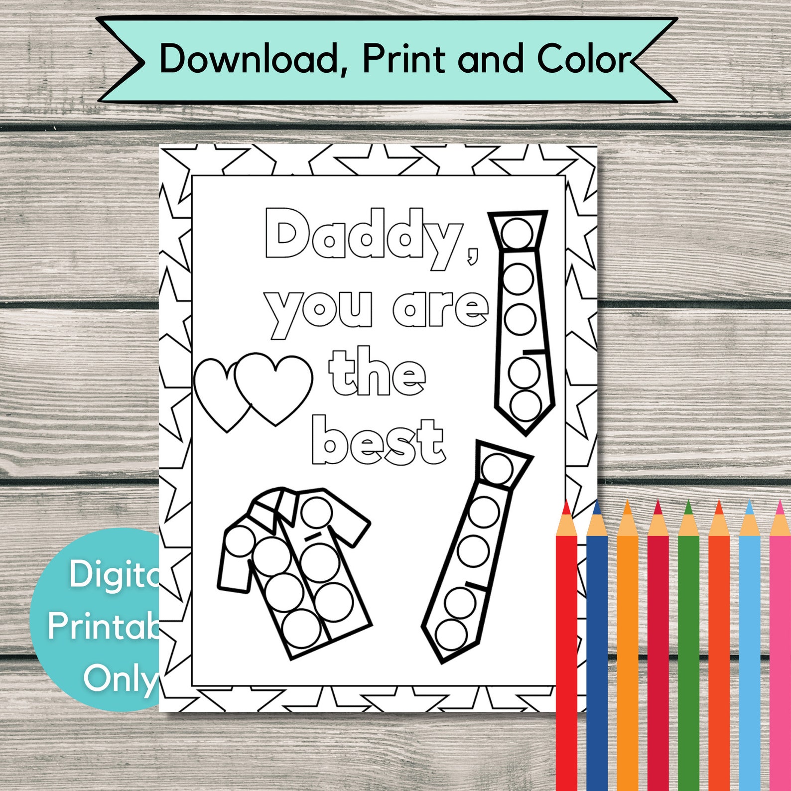Bonus Dad Dot Marker Coloring World Greatest Dad Daddy I | Etsy