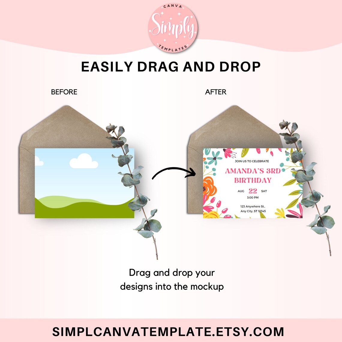 Party Invitation Mockup, Birthday Card Mockup, 5x7 Card Mockup ...