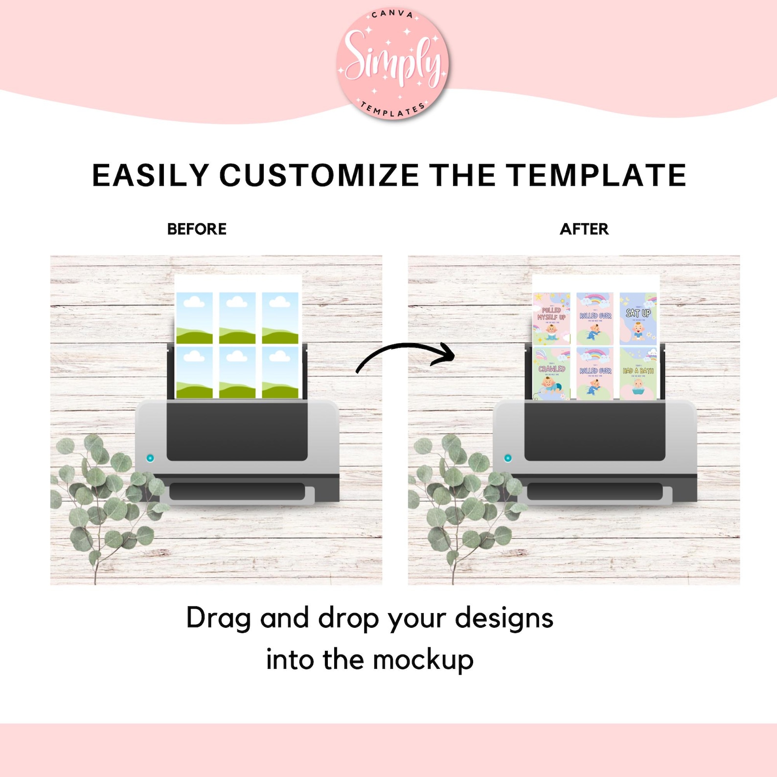 Affirmation Cards Printable Mockup, Editable Canva Template, Playing ...