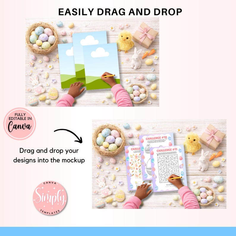 Easter Kids Drawing Mockups Bundle | 9 Flat Lay Spring Mockup Scenes ...