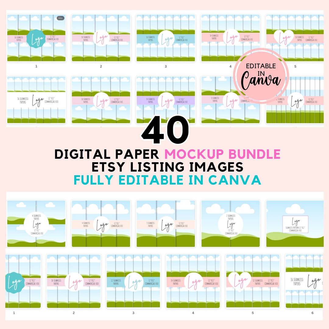 Digital Paper Mockup Templates Bundle, Digital Pattern Mockup, Etsy ...