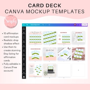 Affirmation Cards Printable Mockup, Editable Canva Template, Playing ...