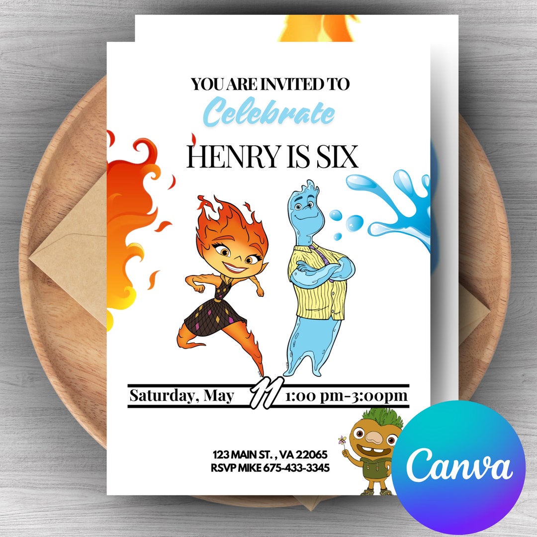 Elemental Birthday Invite, Printable Invitation, Boy and Girl Evite ...