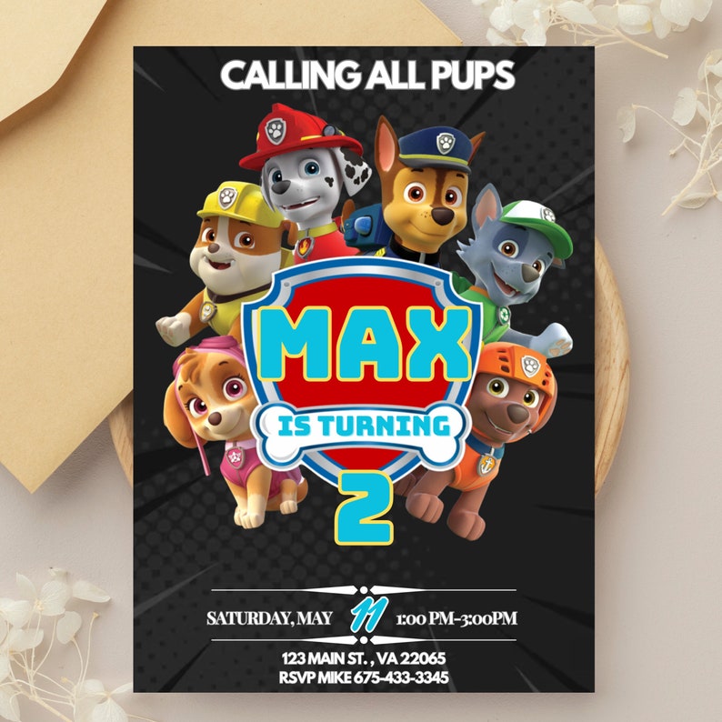 Editable Paw Patrol Invitation, Printable Birthday Invite, Boy and Girl ...