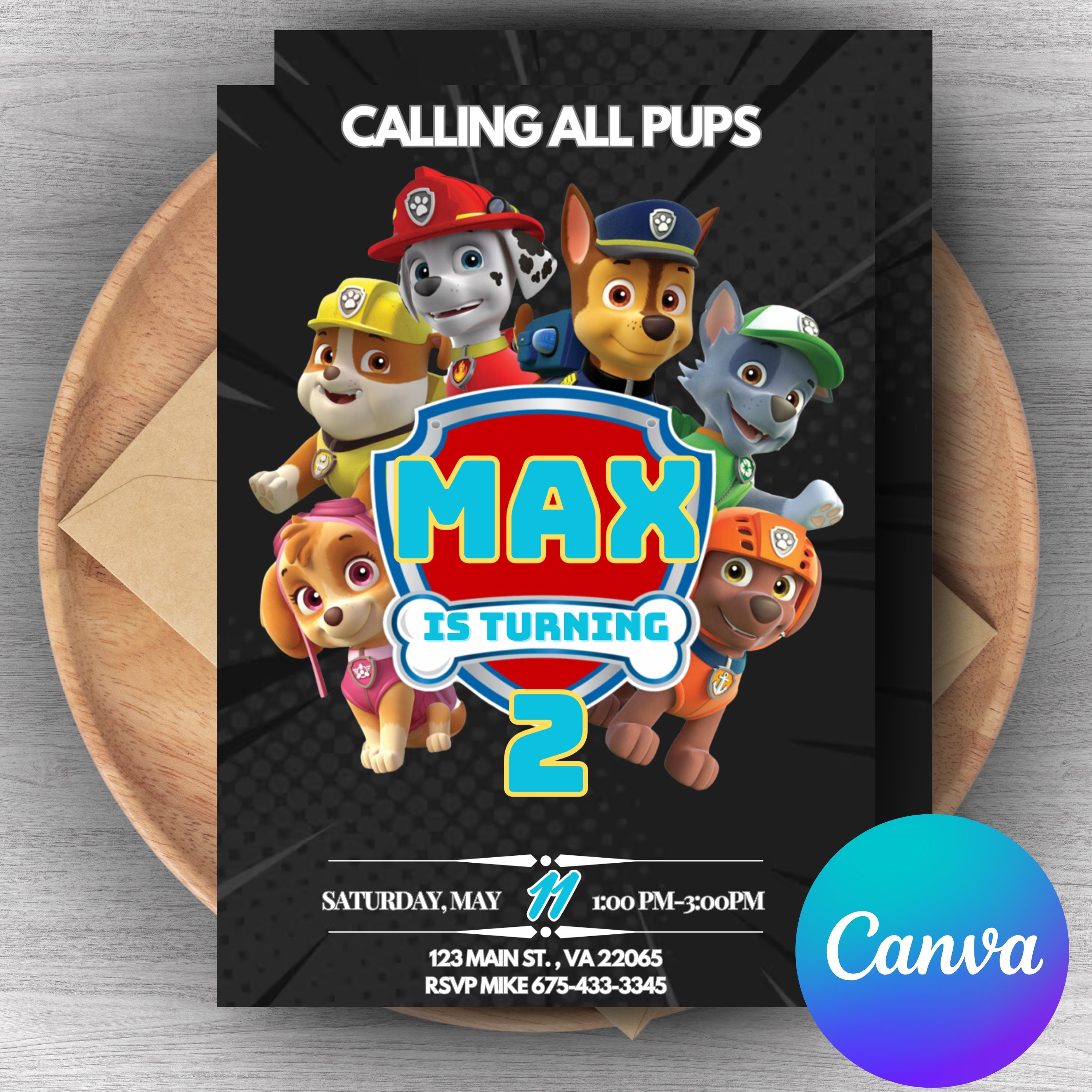 Editable Paw Patrol Invitation, Printable Birthday Invite, Boy and Girl ...