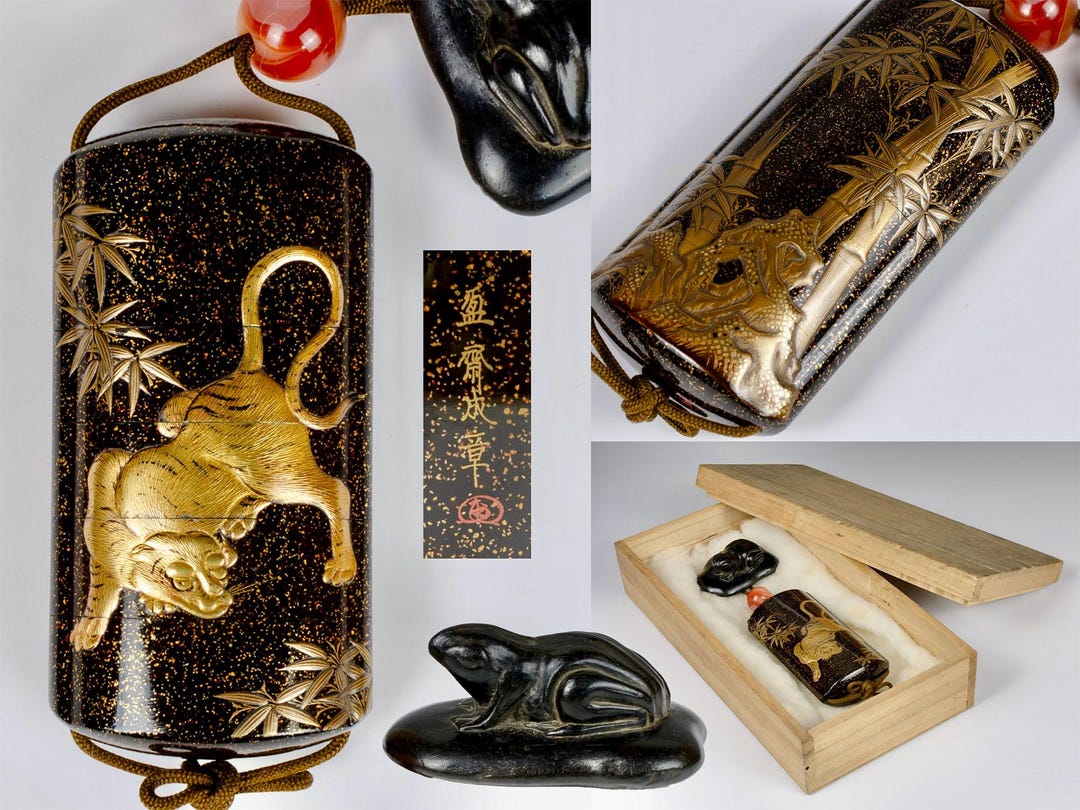 RARE 19th Century Edo Period High-end Maki-e Samurai Inro Box by Eisai ...