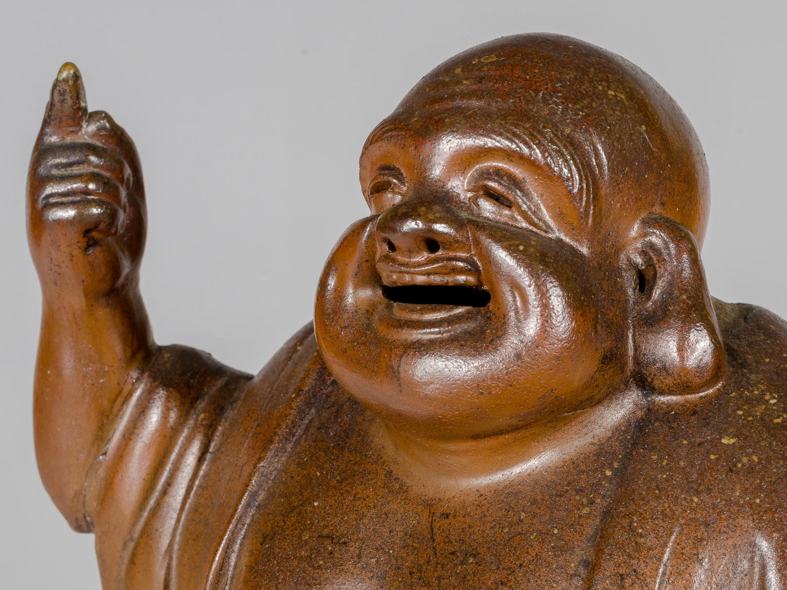 Antique Fine Bizen Ware Hotei Statue, Meiji Era, Seal, Handmade ...