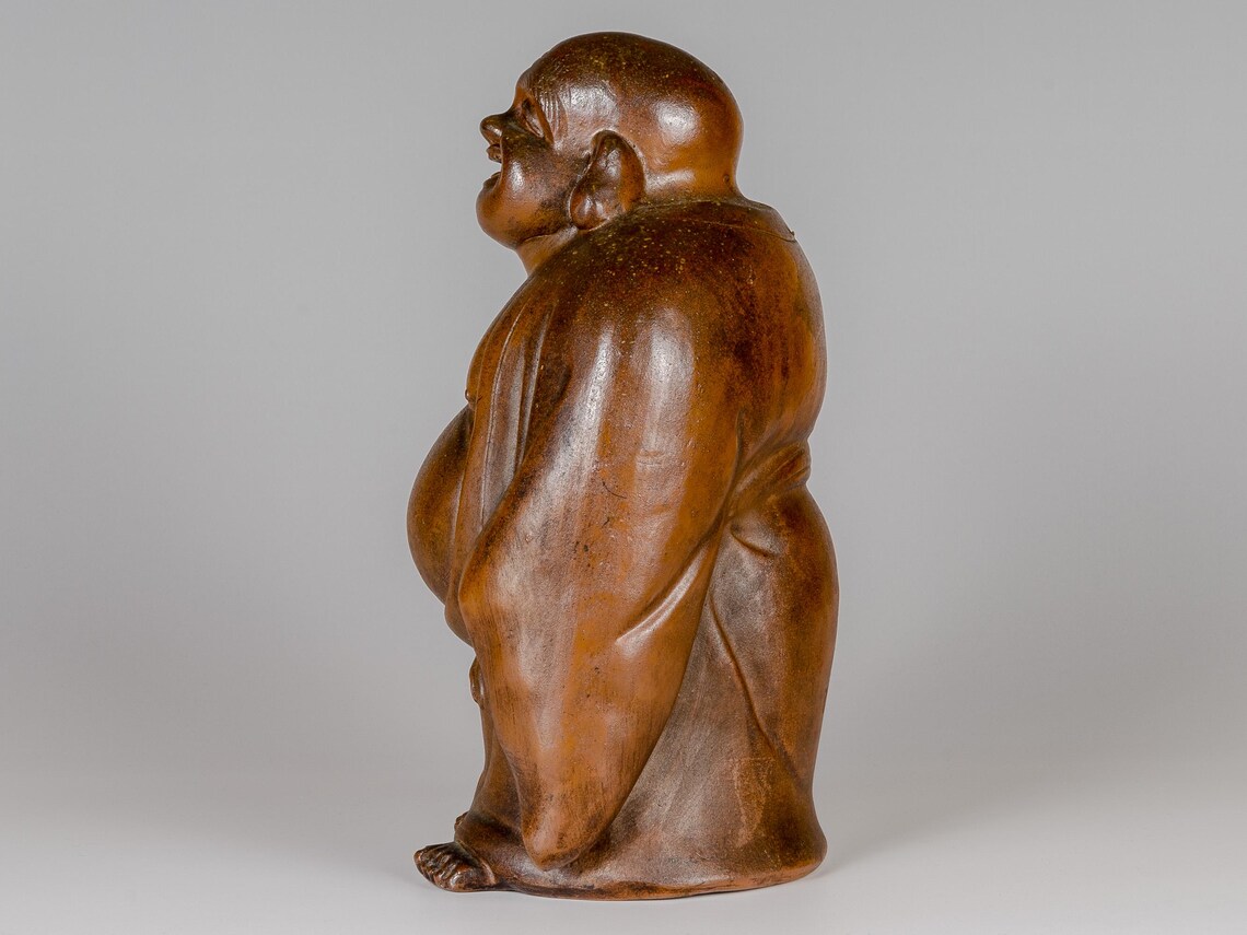 Antique Fine Bizen Ware Hotei Statue, Meiji Era, Seal, Handmade ...