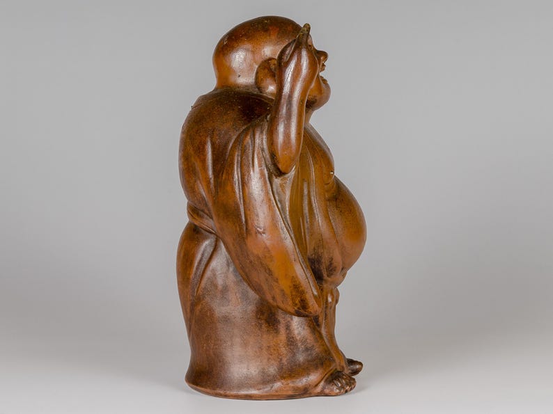 Antique Fine Bizen Ware Hotei Statue, Meiji Era, Seal, Handmade ...