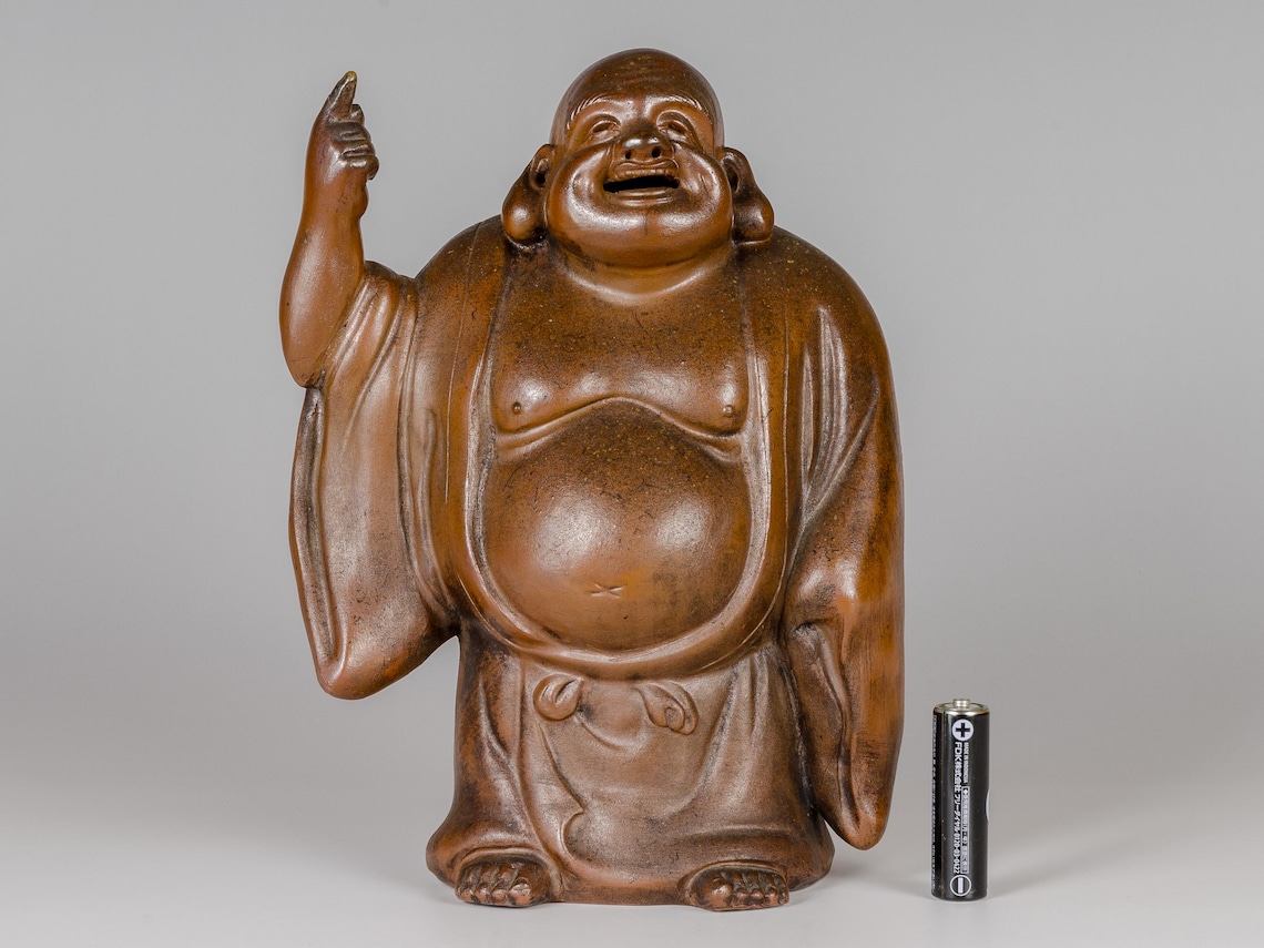 Antique Fine Bizen Ware Hotei Statue, Meiji Era, Seal, Handmade ...