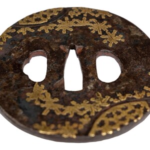 RARE 15th-16th Century Muromachi Period Katana Iron Tsuba With Gold ...