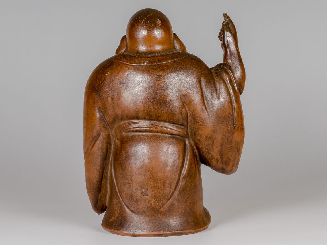 Antique Fine Bizen Ware Hotei Statue, Meiji Era, Seal, Handmade ...