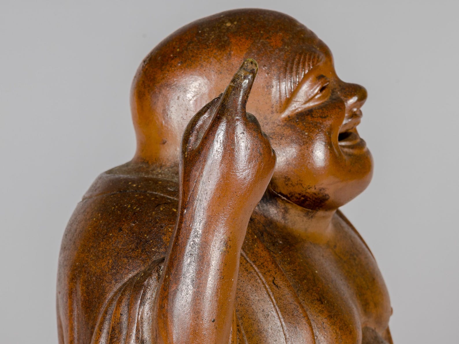 Antique Fine Bizen Ware Hotei Statue, Meiji Era, Seal, Handmade ...