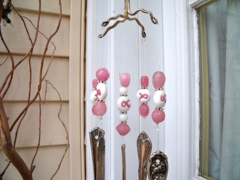 BREAST CANCER AWARENESS Windchime From Recycled Repurposed - Etsy