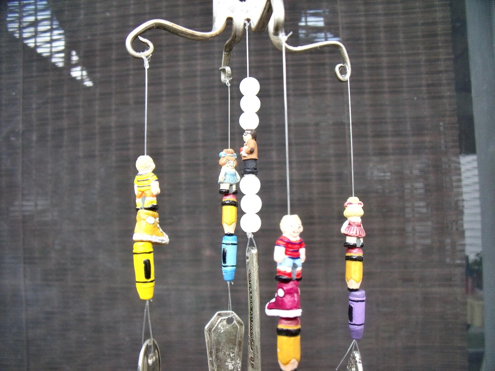 BACK TO School--wind Chime--vintage Silverware--colorful Beads--figure ...