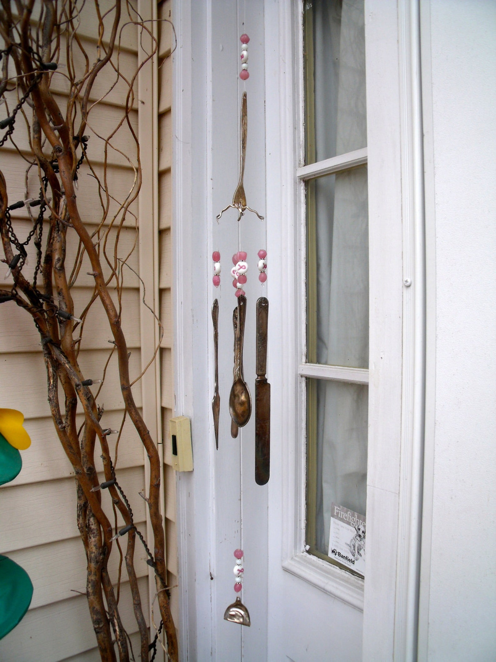 BREAST CANCER AWARENESS Windchime From Recycled Repurposed - Etsy