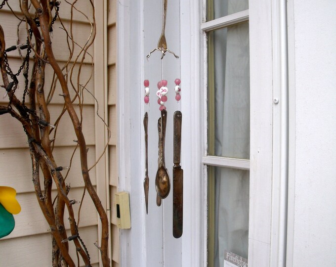 BREAST CANCER AWARENESS Windchime From Recycled Repurposed Antique ...