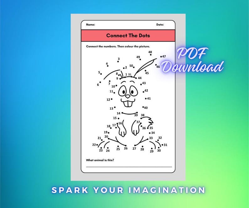 Colourful Dot to Dot Activity Worksheet Cute Animal Worksheet - Etsy