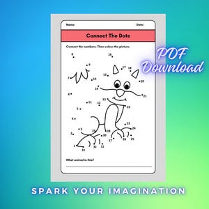 Colourful Dot to Dot Activity Worksheet Cute Animal Worksheet - Etsy