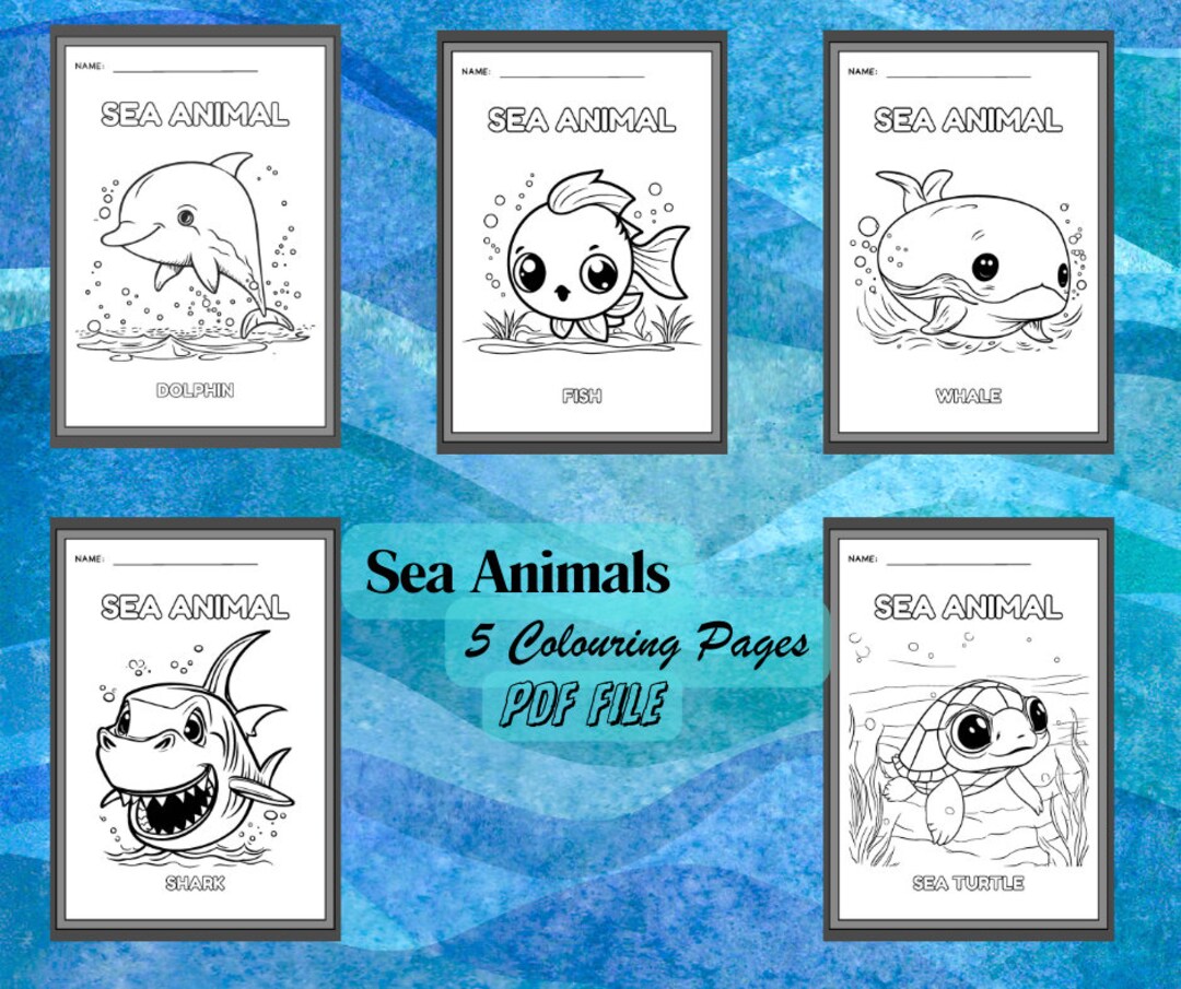 Sea Animals: Colouring Pages Activity Worksheet - Etsy