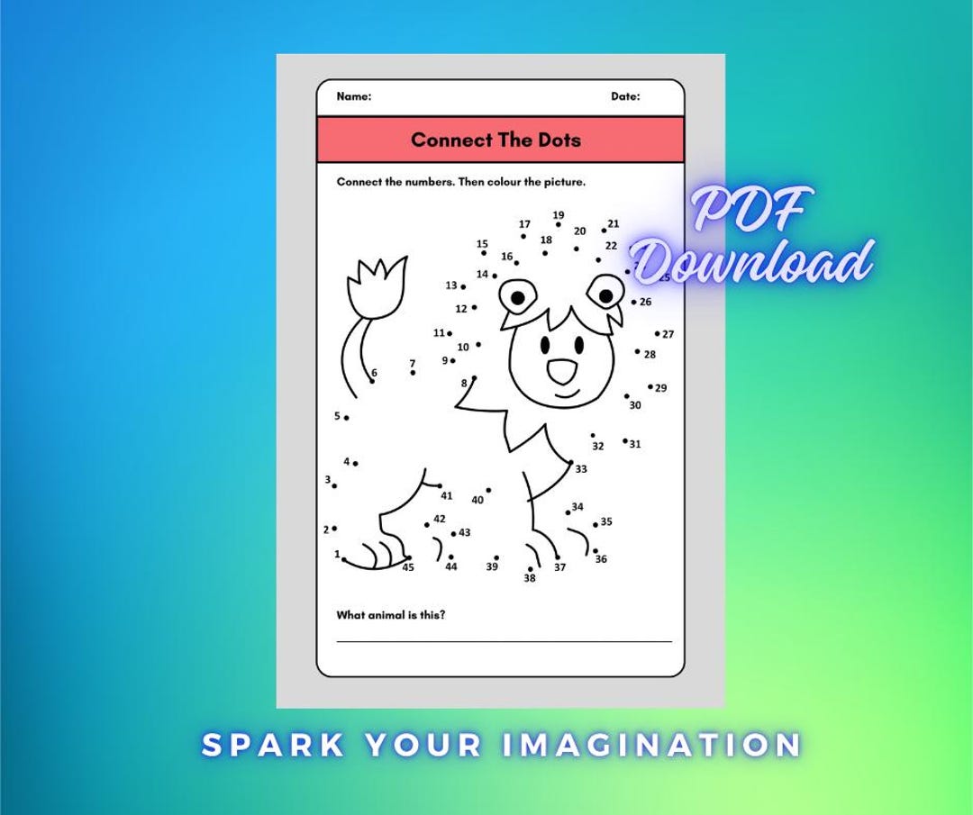 Colourful Dot to Dot Activity Worksheet Cute Animal Worksheet - Etsy