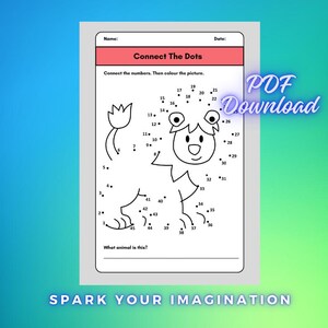 Colourful Dot to Dot Activity Worksheet Cute Animal Worksheet - Etsy