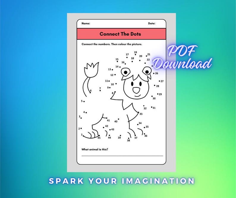 Colourful Dot to Dot Activity Worksheet Cute Animal Worksheet - Etsy